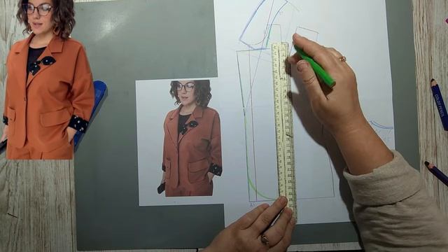 Моделирование. Жакет - подборт, спущенное плечо. Выкройка № 1952.