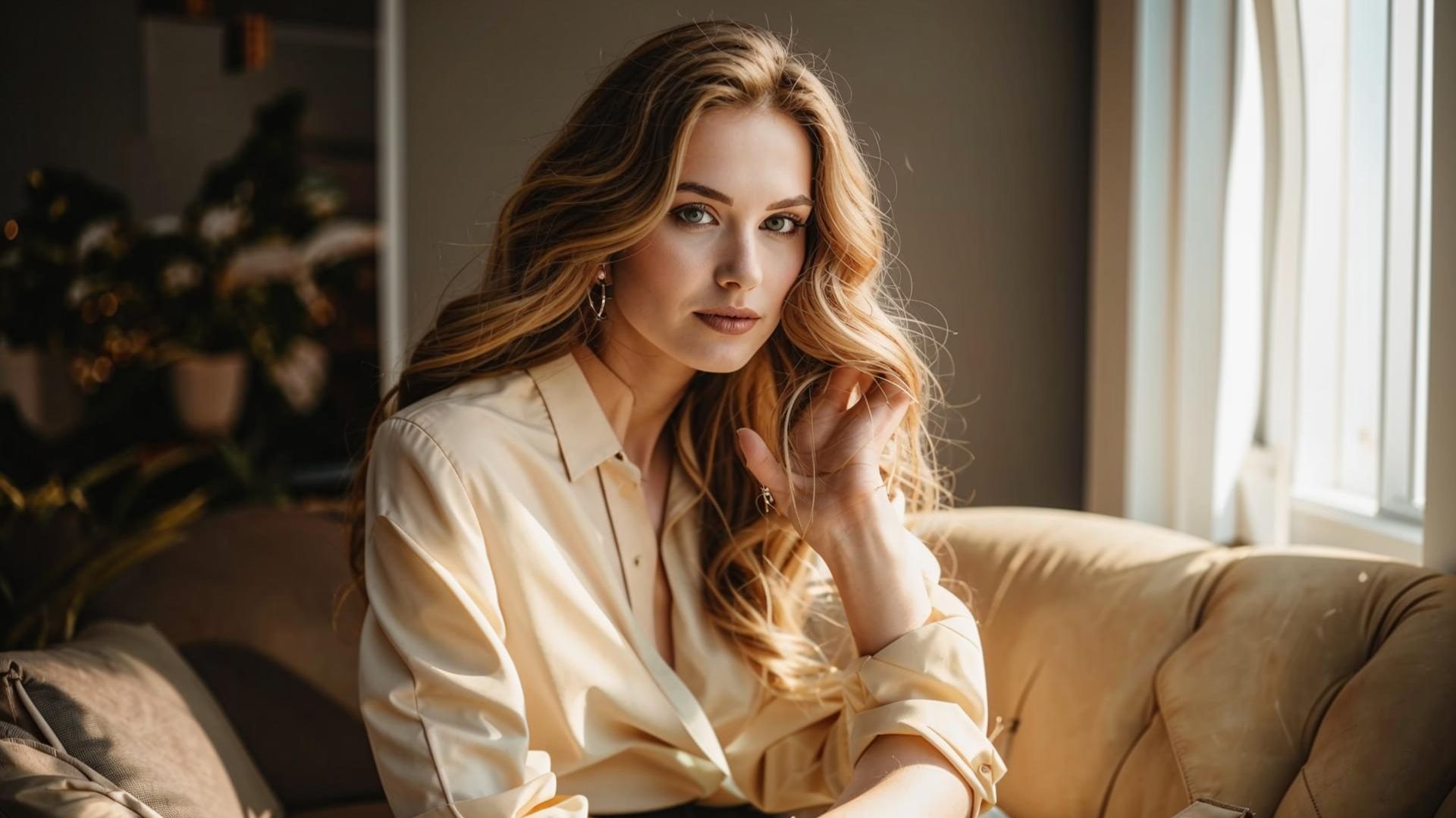 Нина предстала перед ним в светлой блузке с глубоким вырезом и короткой чёрной юбке...