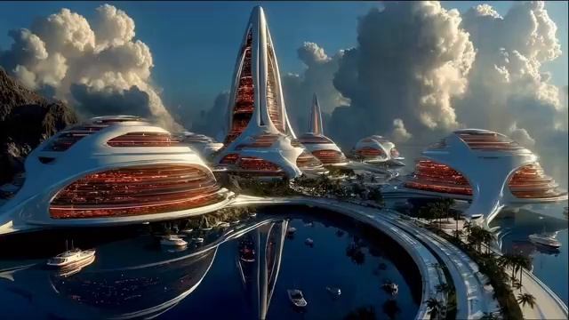 Life in 2700 Futuristic Cities Flying Cars Eco Utopia 1 Hour Ambient Sci-Fi 4K Cinematic