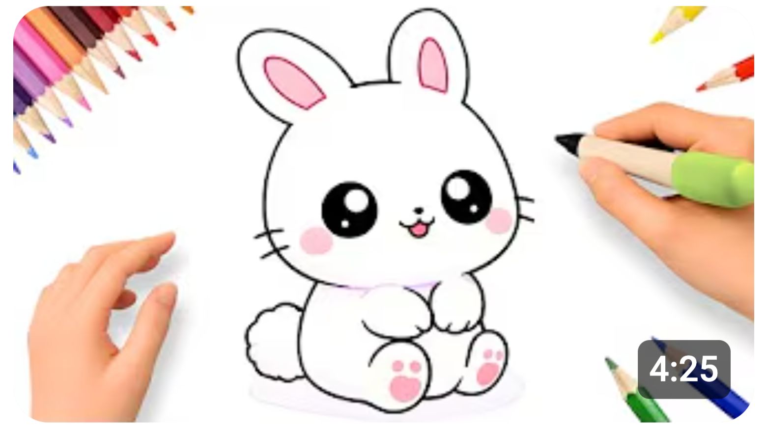 КАК НАРИСОВАТЬ ПРОСТОГО БЕЛОГО МАЛЕНЬКОГО КАВАЙНОГО ЗАЯЦА 🐇