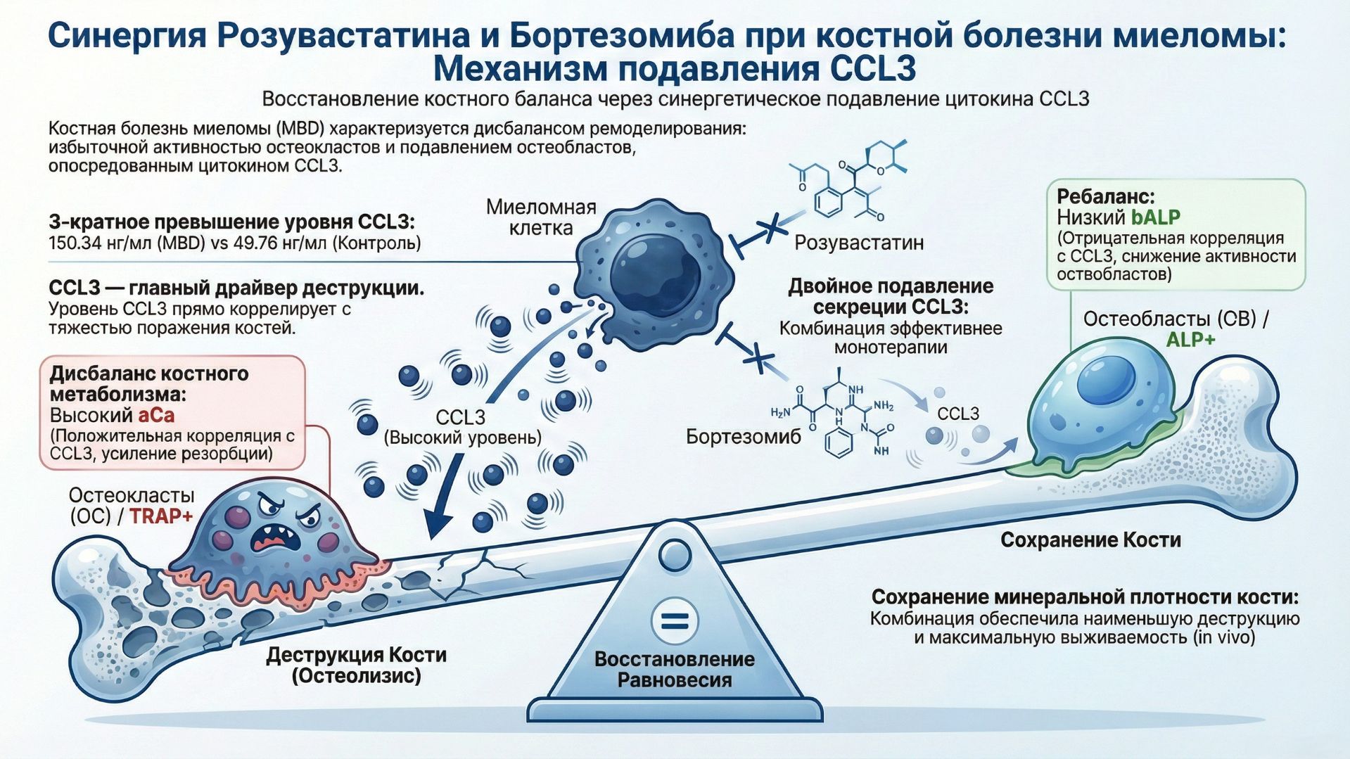 Розувастатин с бортезомибом восстанавливают кости при множественной миеломе