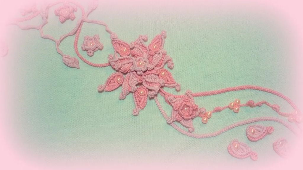 Розовый кристалл Ирландское кружево МК Композиция