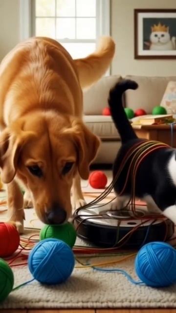 Когда кот и собака остаются дома одни