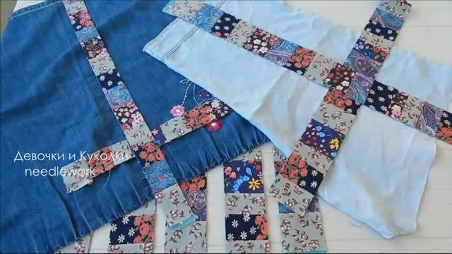 А если взять старые джинсы и любые цветные полоски и сшить простым способом. Лоскутная подушка.