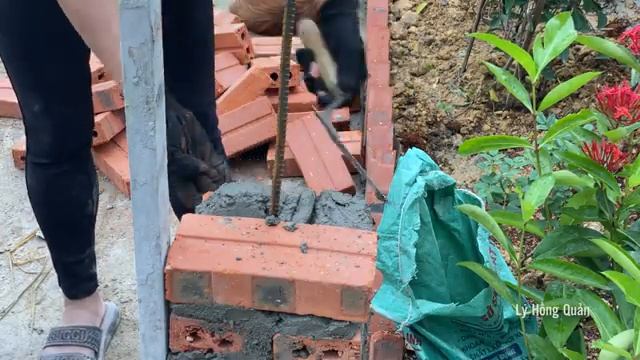 Building the Parking Area with Many Brick and Iron Roof with Corrugated Iron