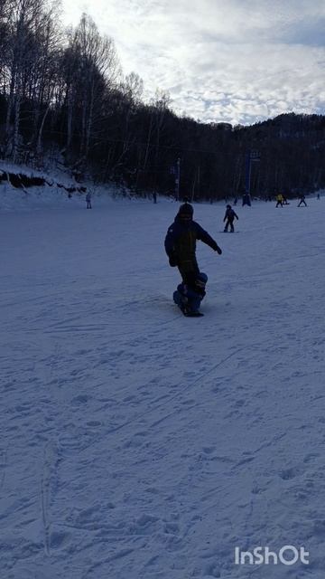 Катание на сноуборде с сыном