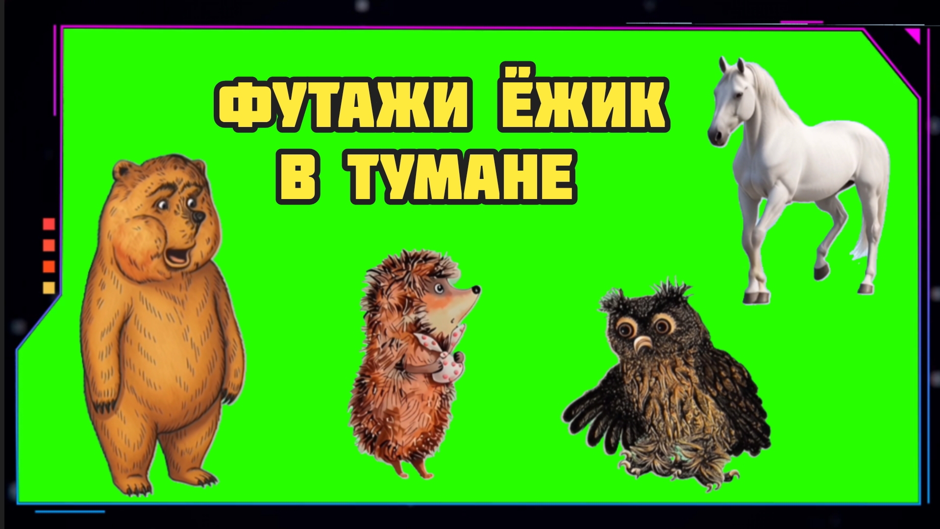 ЁЖИК В ТУМАНЕ ФУТАЖИ анимация на зелёном экране. Хромакей футаж GREEN SCREEN.