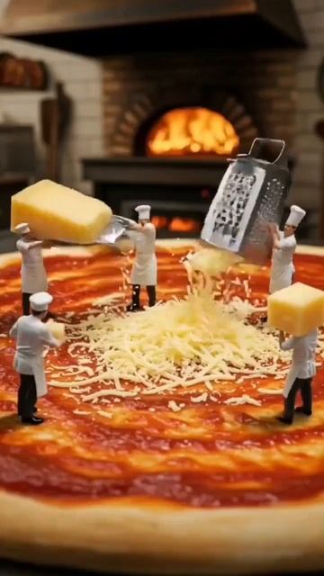 Маленькие человечки из нейросети готовят пиццу