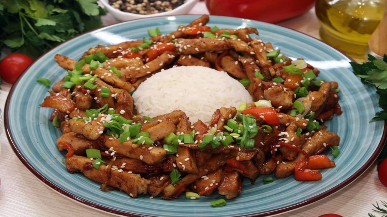 Свинина в соусе Терияки с овощами
