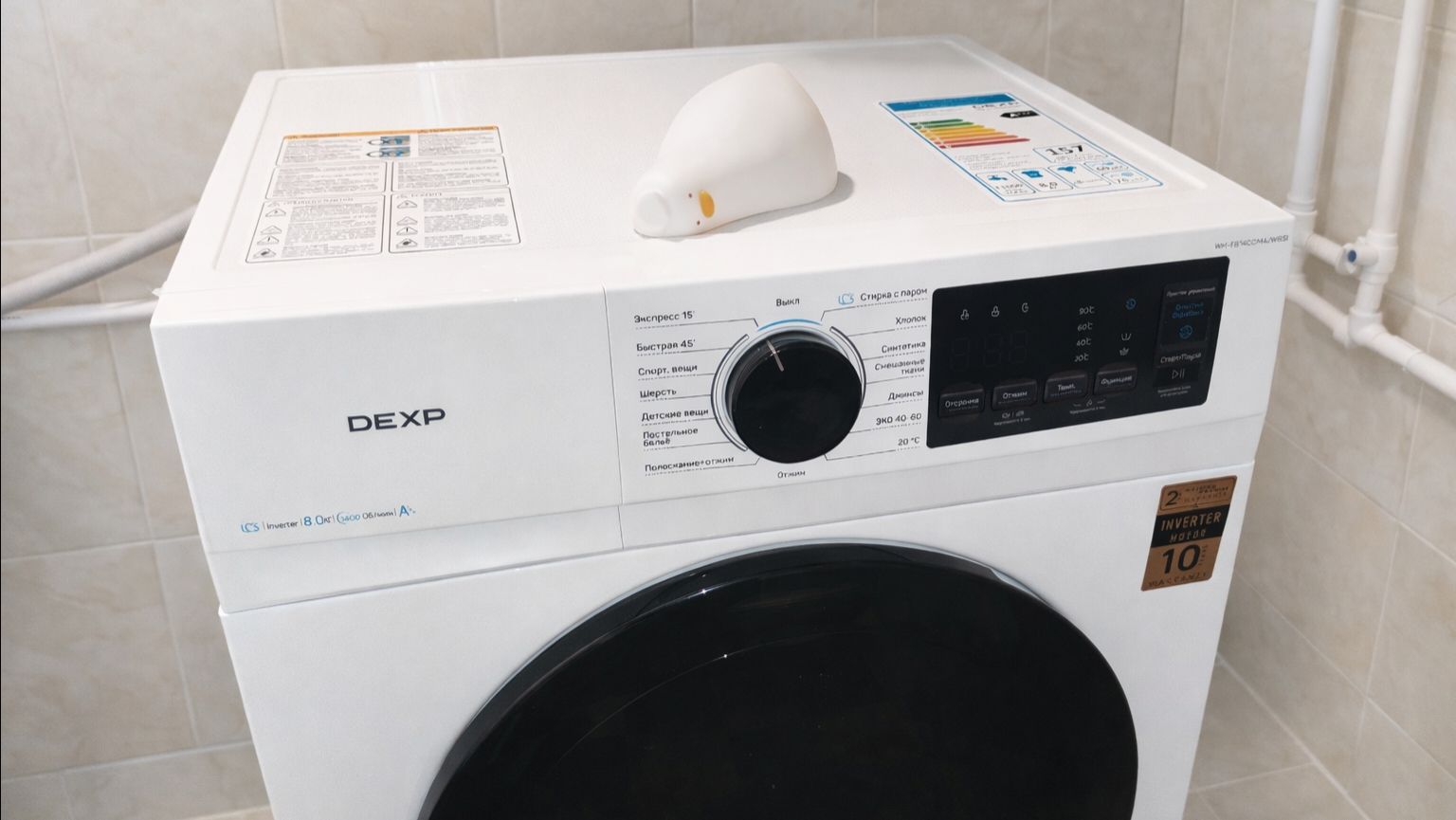 Стиральная машинка DEXP WM-F814DDMA — демонстрация работы