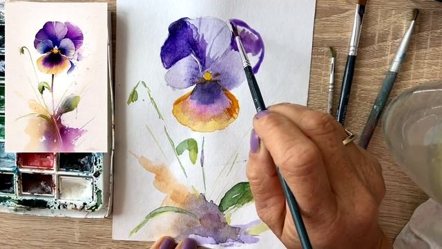 Акварельная разминка рисуем "Виолу". Приглашаем рисовать в группу вконтакте. Ссылка в описании.