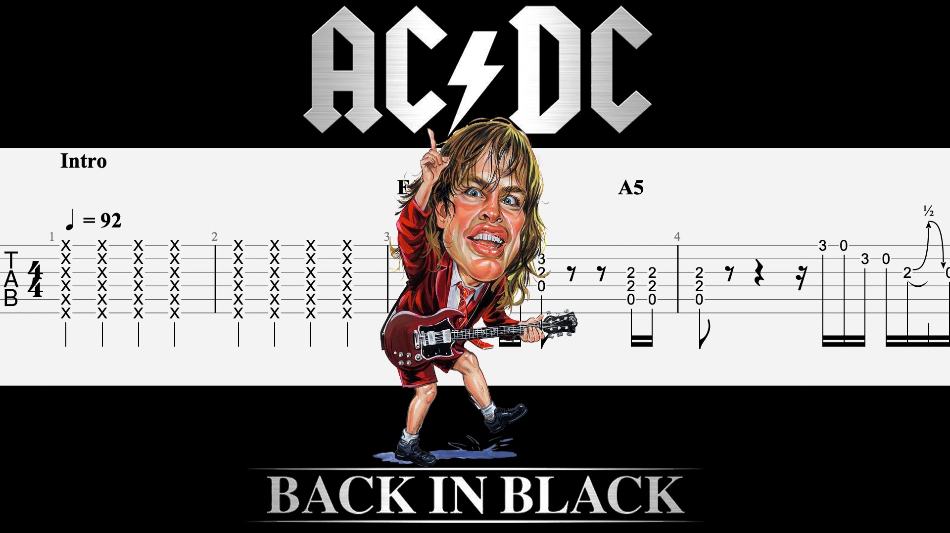 AC/DC - Back In Black, как играть на гитаре (табулатура)