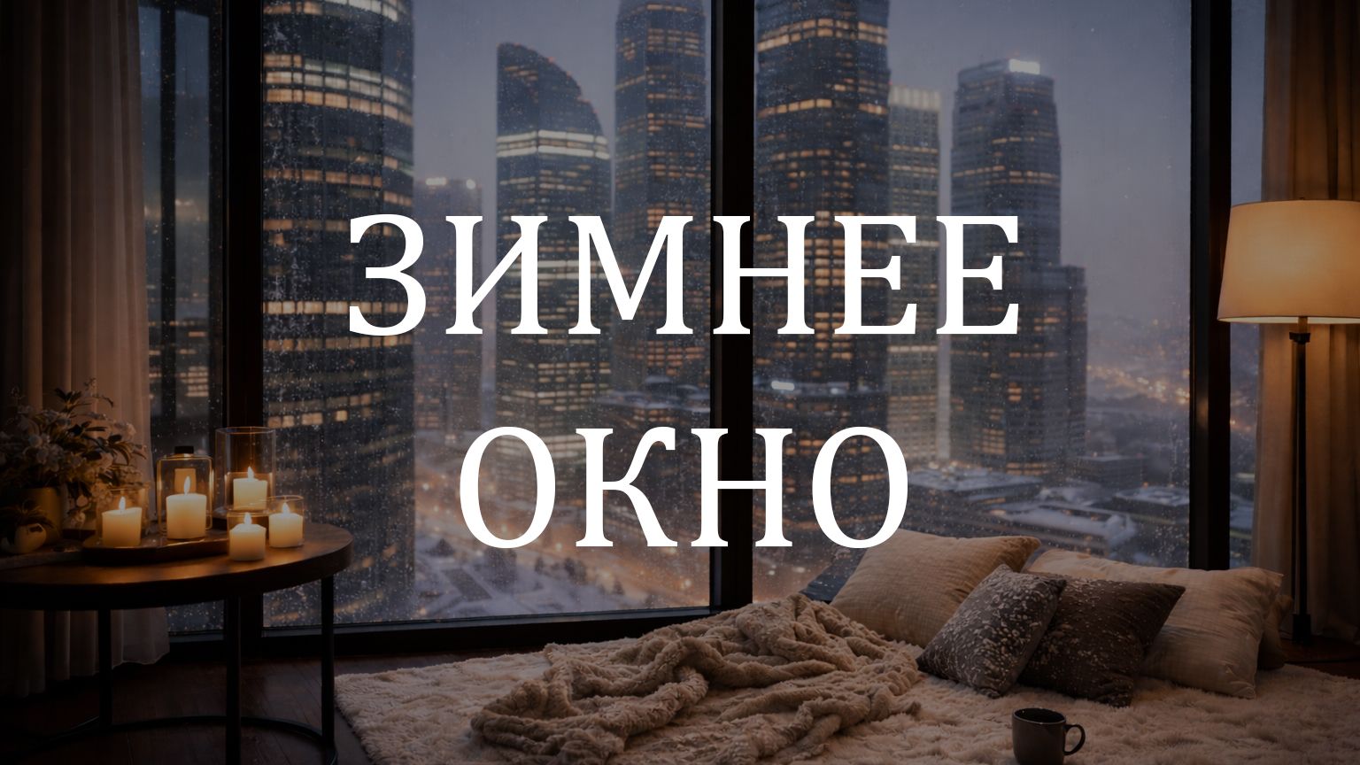 Звук ветра | Уютное зимнее окно | Видео для сна и релакса | Вид на город