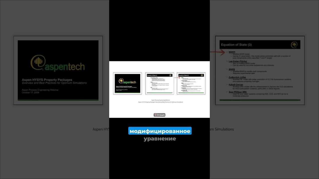 Точный расчет свойства чистых рабочих веществ с использованием уравнения состояния MBWR в HYSYS