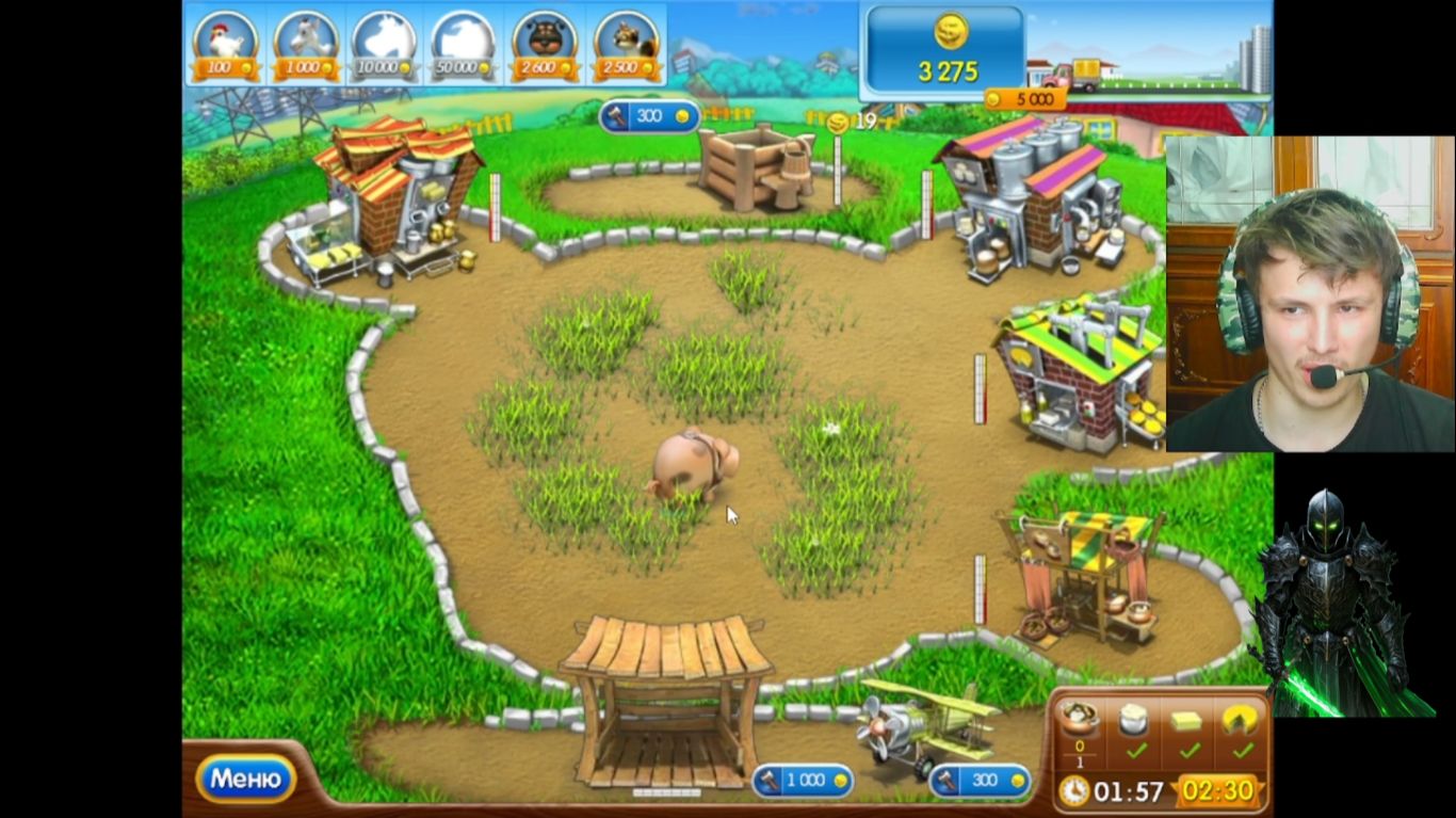 тёмный рыцарь прошёл 5 ур. на золото в весёлай ферме 2 печём пиццу. 9 серия.