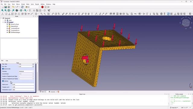 FreeCAD, часть 10 Руководство по работе с верстаком методом конечных элементов (МКЭ)