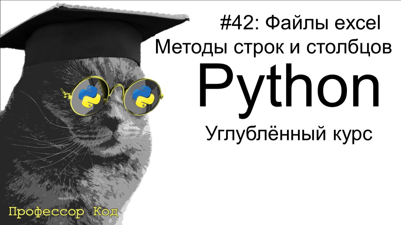 Файлы excel. Методы строк и столбцов | Python: углубленный курс| Профессор код