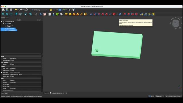 Прямоугольный шаблон и зеркало FreeCAD (быстро!) - Учебное пособие по FreeCAD 2026 - Часть 5