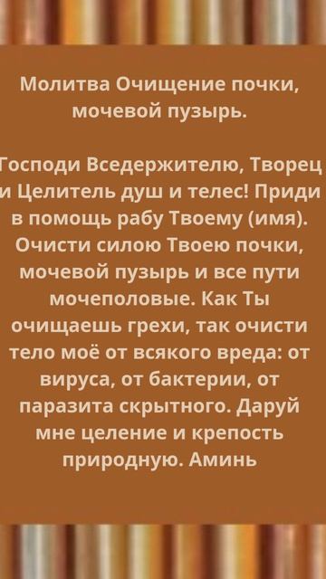 Молитва Очищение почки, мочевой пузырь.