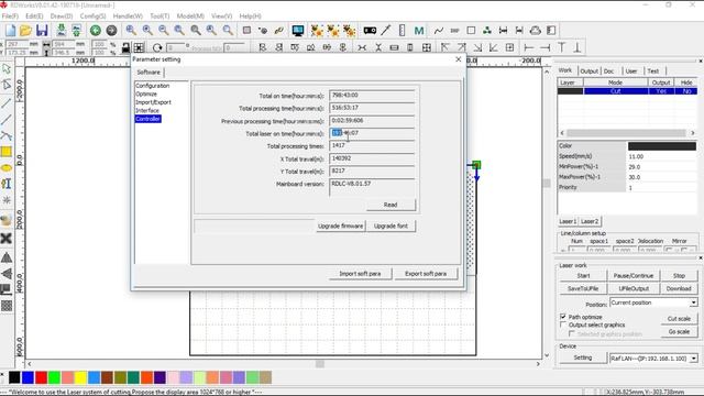 RDWorks 8.01.42 Урок 5 Как обновить прошивку RUIDA Как узнать время наработки станка