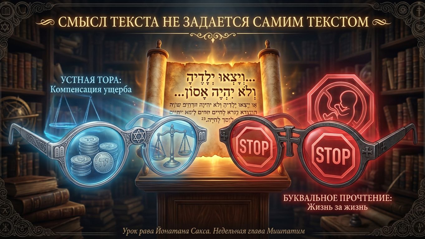 Смысл текста не задается самим текстом. Аборты в иудаизме и христианстве. Рав Й.Сакс Раздел Мишпатим