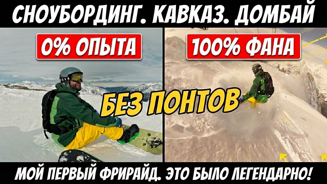 Этот ролик заставит вас собрать чемоданы в горы прямо сейчас. Сноубординг. Трассы и фрирайд. Домбай