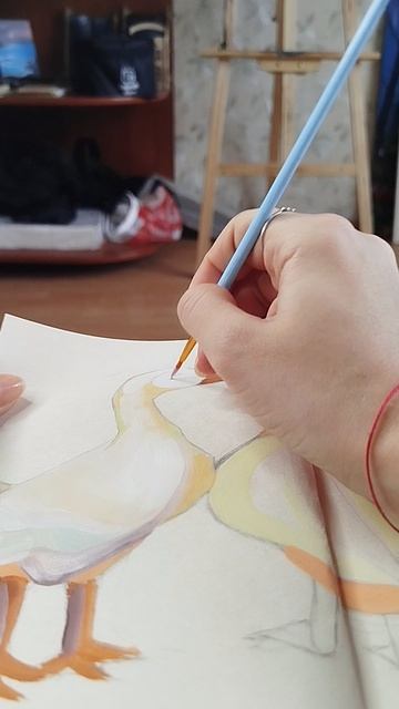 Рисуем гусей гуашью