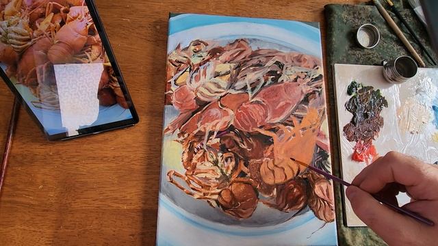 Картина маслом _ раки.