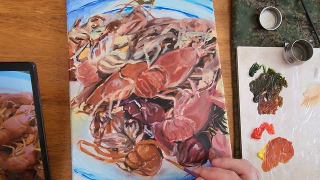 Картина маслом _ раки.