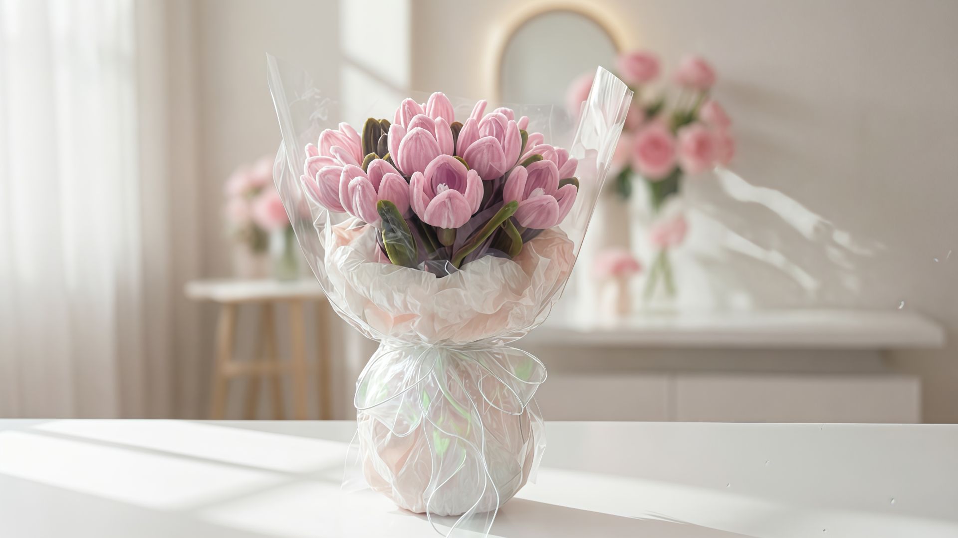 БУКЕТ ТЮЛЬПАНОВ ИЗ СИНЕЛЬНОЙ ПРОВОЛОКИ