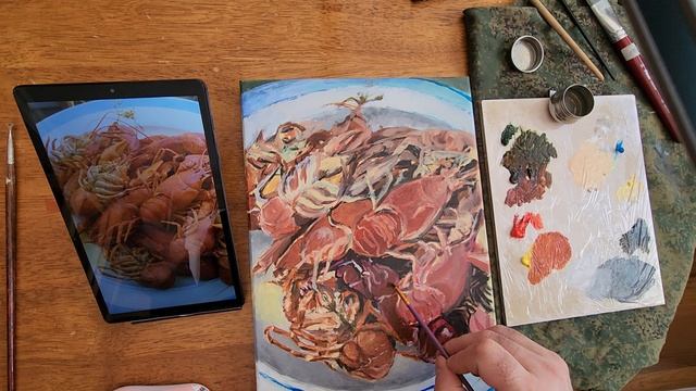 Картина маслом _ раки.