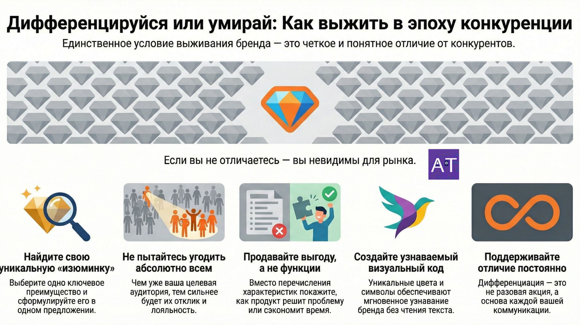 «Дифференцируйся или умирай» как выделиться на рынке — АУДИО разбор культовой книги Траута и Ривкина