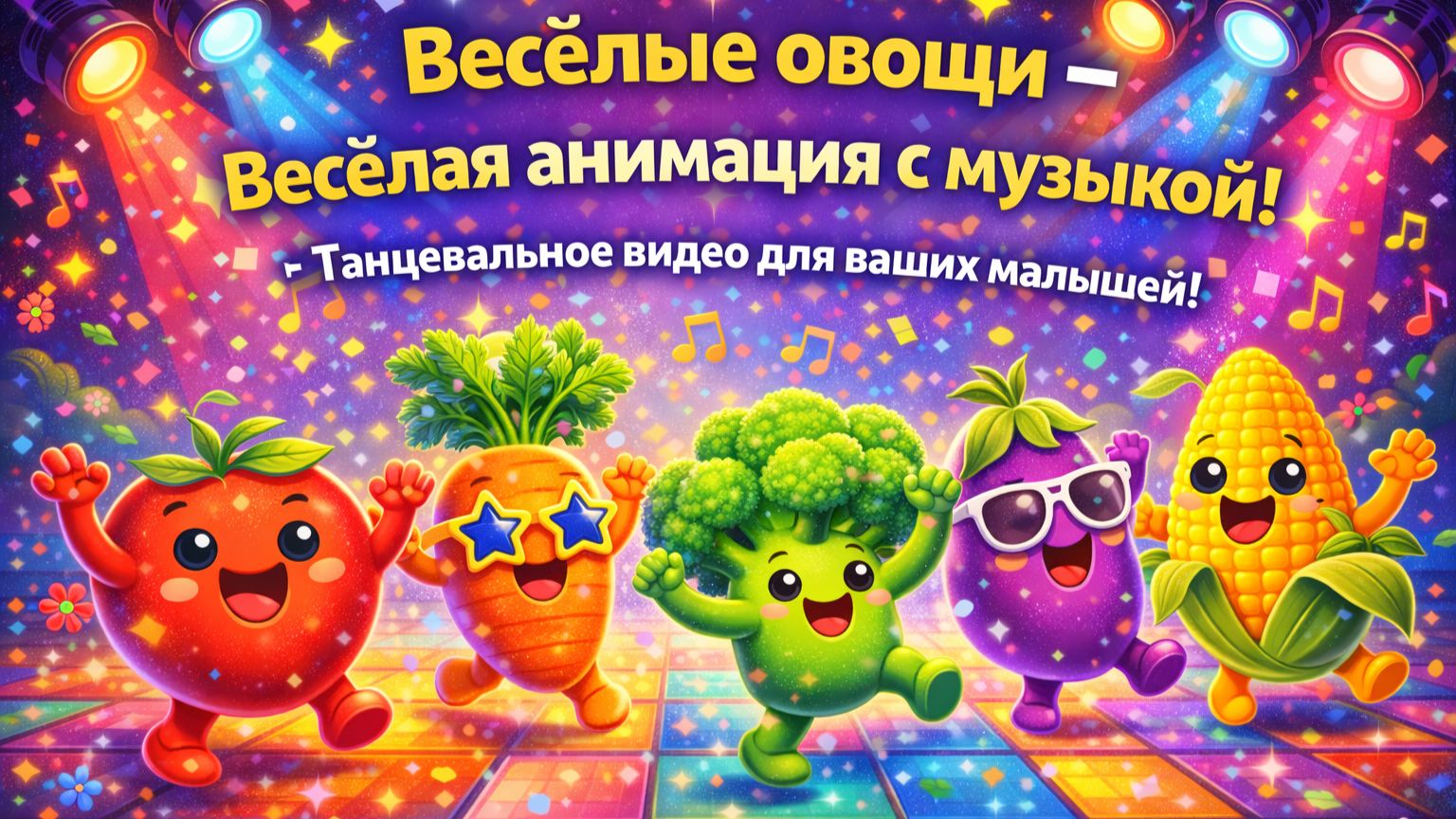 Весёлые овощи зажигают! 🥕🎶 Танцевальное видео с музыкой и анимацией — чтобы ваши малыши улыбались!