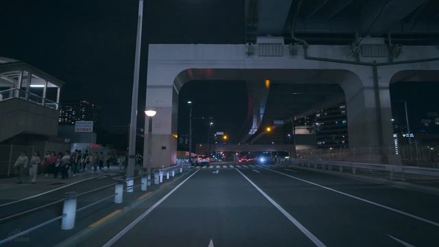Поездка по ночному Токио: от Роппонги до Тойосу /  / Только автомобильный звук