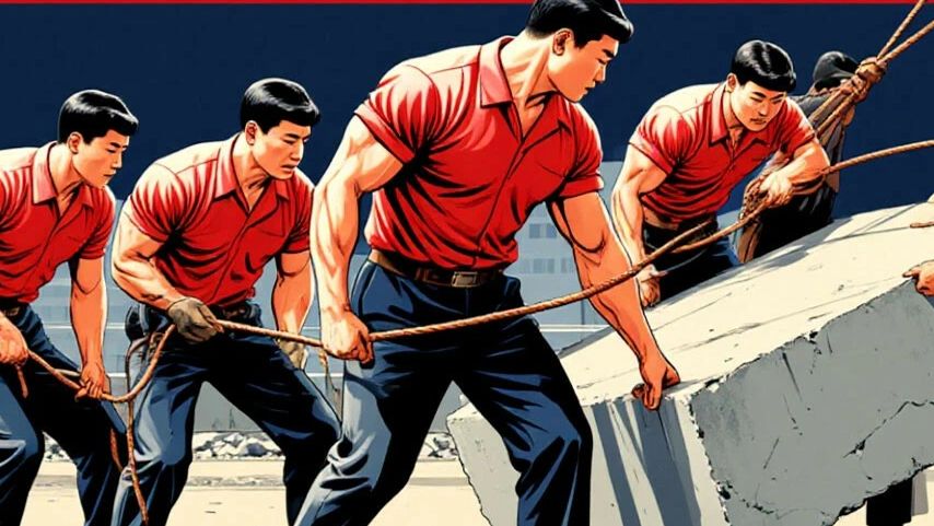 Северно Корейский народ строит новые дороги