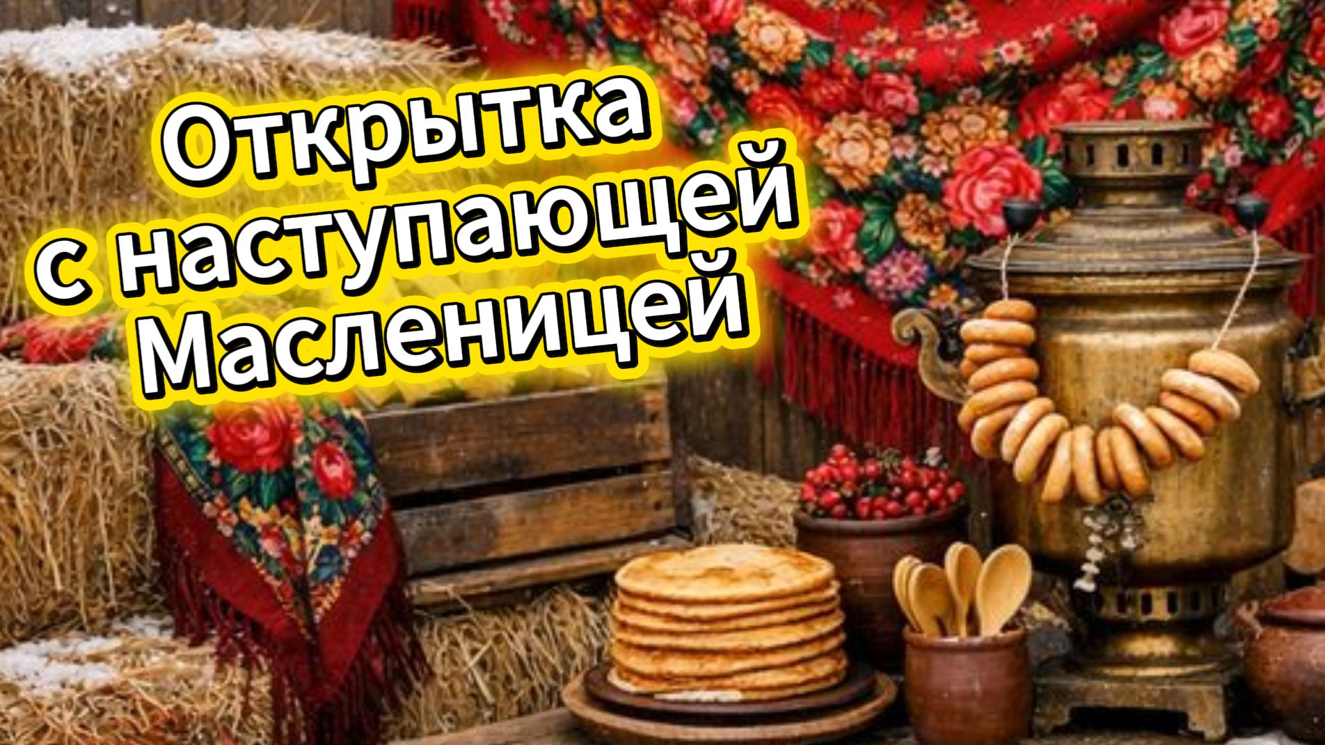 Открытка с наступающей Масленицей 2026 🥞