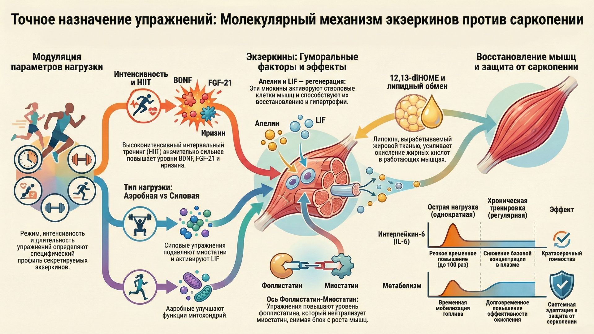 Физические упражнения, экзеркинес и саркопения: молекулярное лекарство от старения мышц