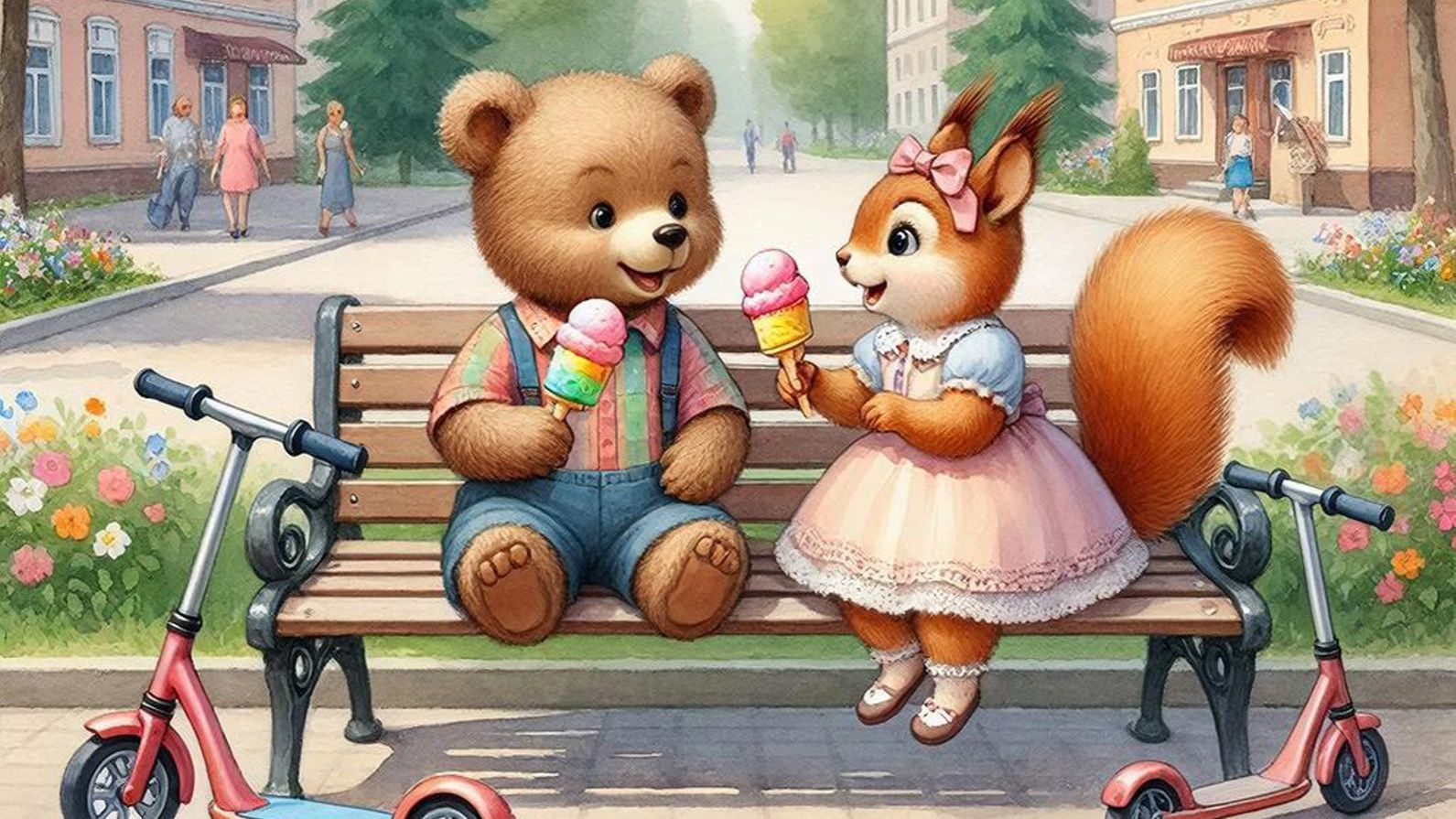Сказка про медвежонка, который научился кататься на самокате