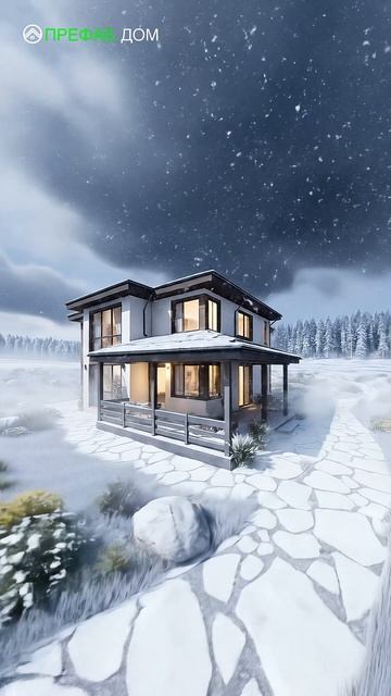 Зима за окном, внутри комфорт — двухэтажный дом Марсель