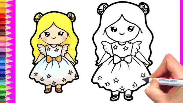 Мультик - раскраска для детей ПРИНЦЕССА. Учимся вместе как нарисовать ПРИНЦЕССУ // РИСОВАШКА ТВ/
