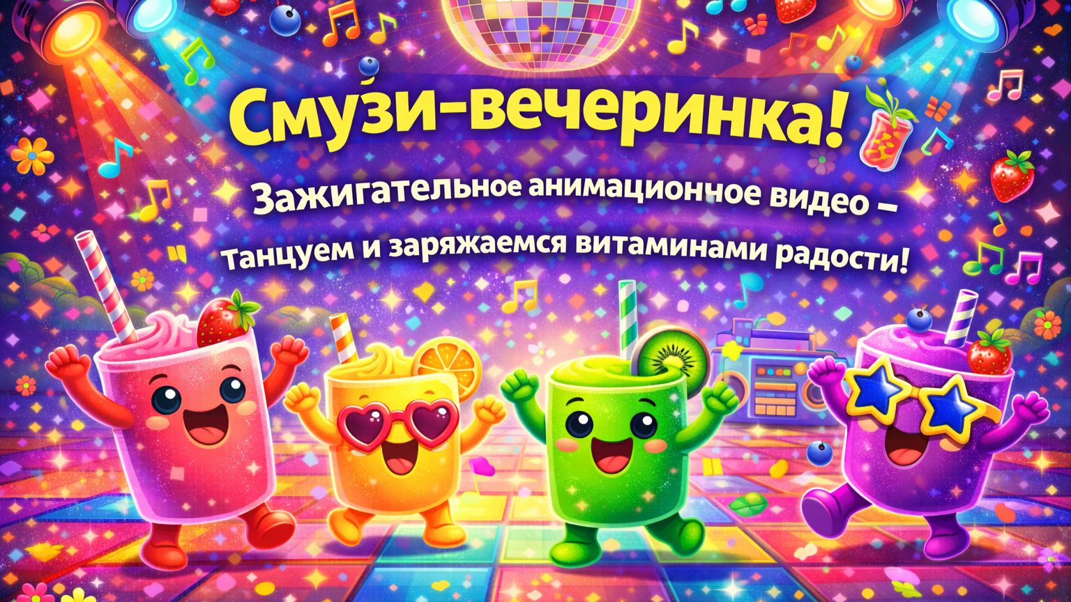 Смузи-вечеринка!🍹🎉 Зажигательное анимационное видео - танцуем и заряжаемся витаминами радости! 💃✨
