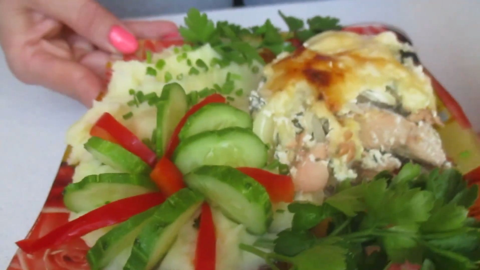 Горбуша, запечённая в сливках