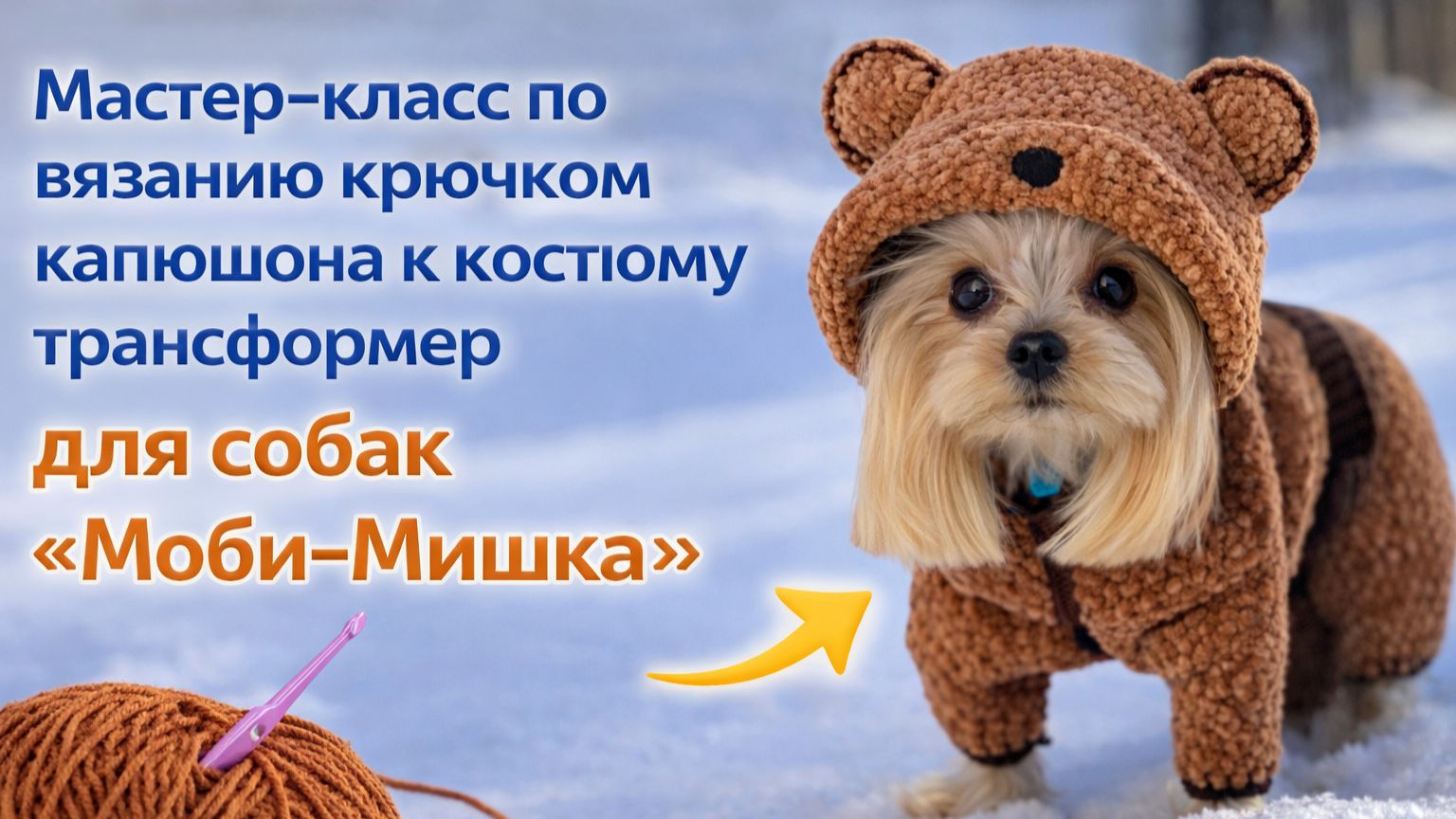 Моби-Мишка: вяжем капюшон с ушками для питомца крючком