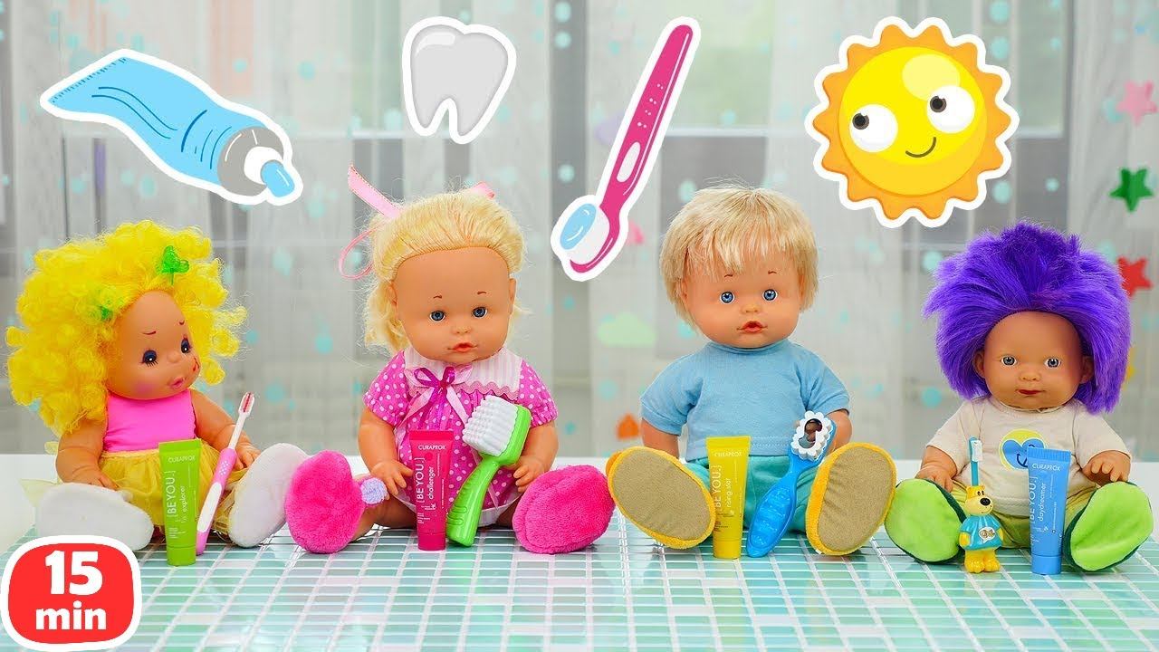 🌸 Утро в детском садике 🌞 Купаем и умываем пупсов Беби Бон