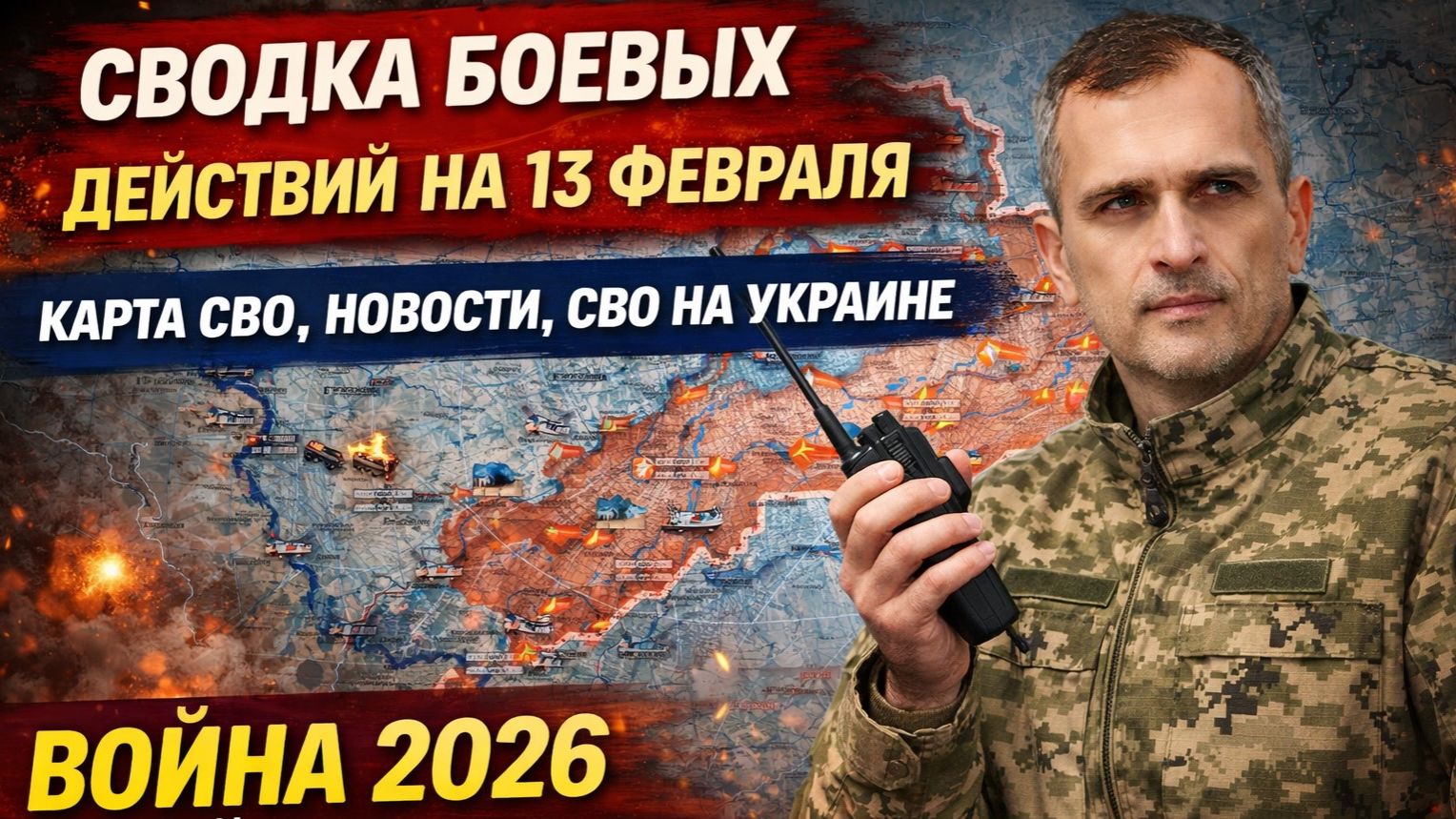 СВОДКА БОЕВЫХ ДЕЙСТВИЙ НА 13 ФЕВРАЛЯ, КАРТА СВО, НОВОСТИ, СВО НА УКРАИНЕ ВОЙНА 2026 ЮРИЙ ПОДОЛЯКА