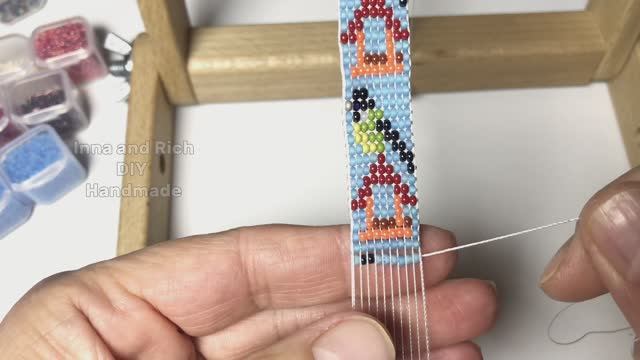 Схема, браслет Синичка. Бисероплетение на станке