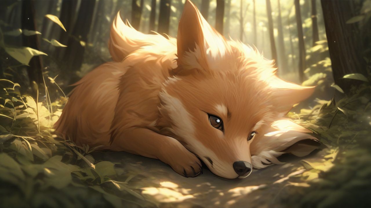 Лис машет хвостом на лесной поляне — короткий мультфильм