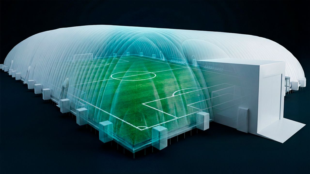 Воздухоопорное сооружение для футбольного поля от БатутМастер