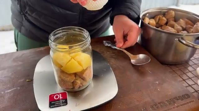 жаркое по домашнему с мясом и грибами в автоклаве