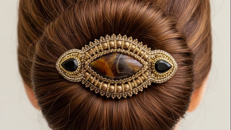 Как сделать заколку из бисера и кабошона.